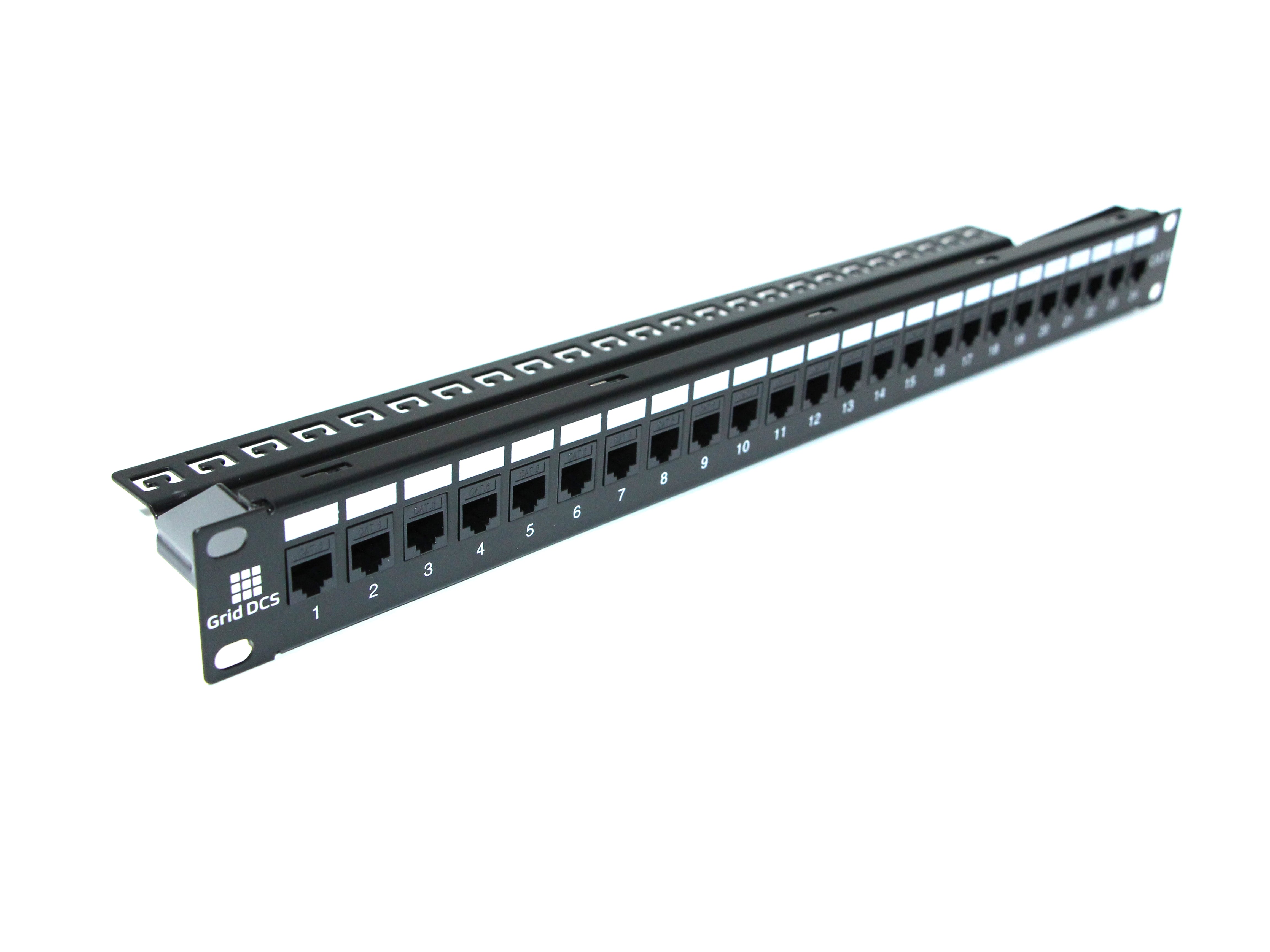 Grid DCS 24 Port Patch Panel 1U UTP with Inline Keystone CAT6 Coupler